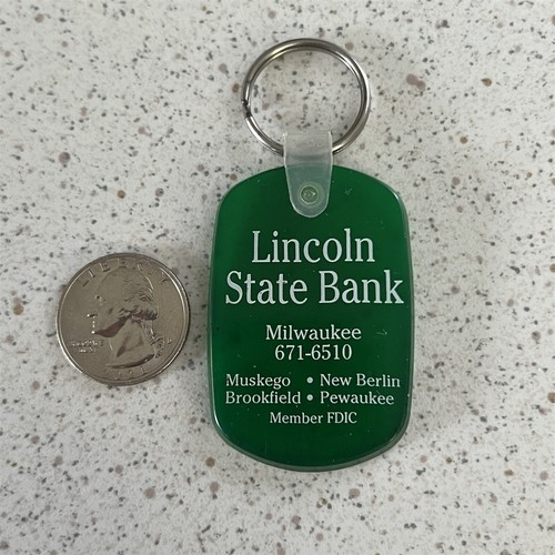 Lincoln State Bank Milwaukee Wisconsin Green Keychain Key Ring #44886 ...
