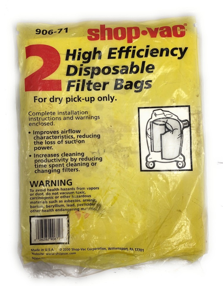Pack of 2 Vtg USA Shop Vac Drywall Filter Bags 906-71 Dry Pick Up | eBay