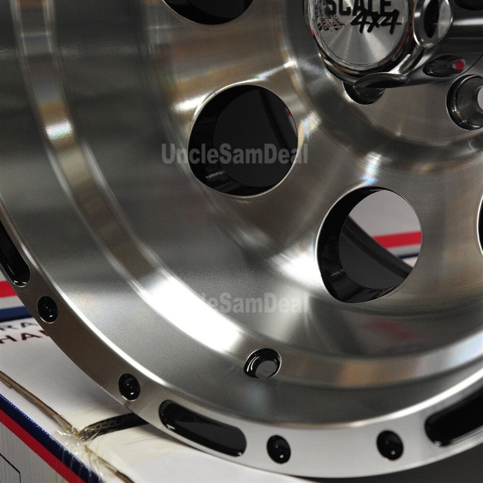 15x10 5x127 5x5 -46 OFFSET SCALE 4x4 S52 MACHINE BLACK 8 HOLE TRUCK 4 ...