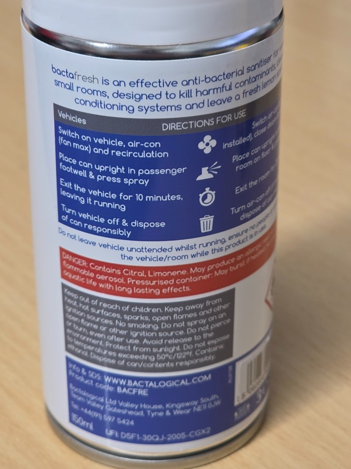 Car Sanitiser Bomb Kills Viruses & Bacteria In Vehicles Interior Air ...