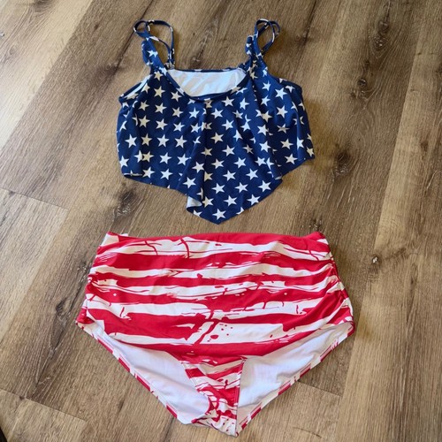 American Flag Bikini Set Patriotic Stars Stripes High Waist Swimsuit XL | eBay