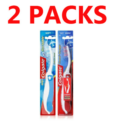 2 Packs Colgate Portable Toothbrush Holiday Compact Travel Brush Soft ...