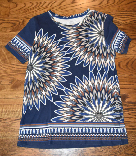 Tory Burch Blue Print Top Tee Size Small | eBay