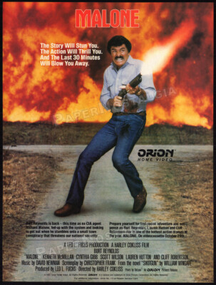 MALONE__Original 1987 print AD / movie promo__BURT REYNOLDS__LAUREN ...