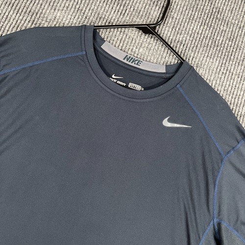 Nike Pro Combat Shirt Mens 2XL XXL Blue Short Sleeve Fitted Workout Gym ...