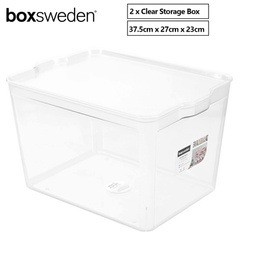 2pk x Clear Plastic Storage Box Stackable Container Kitchen Pantry ...