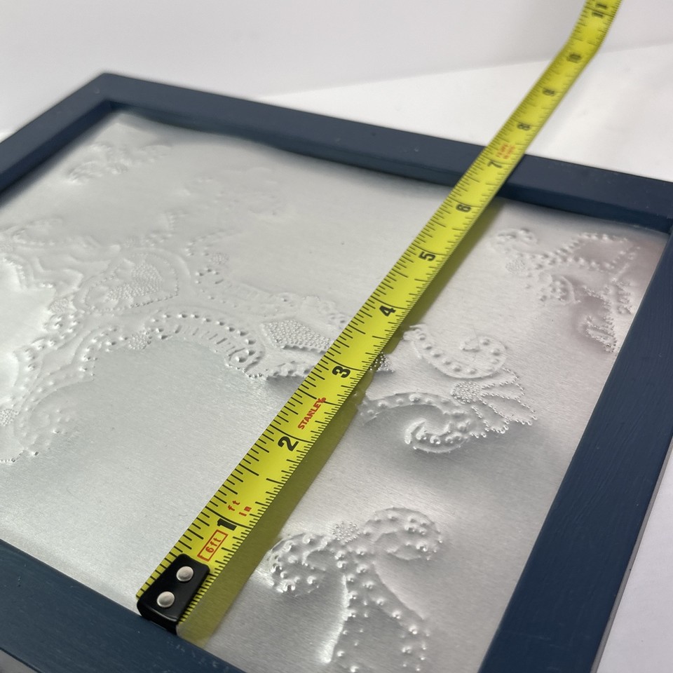 Rustic Punch Tin Cross Embossed Blue Frame Picture Wall Art 8" x 9.5 ...