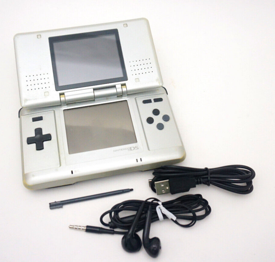 Nintendo DS Silver Original Handheld System Works Bundle USB Charger ...