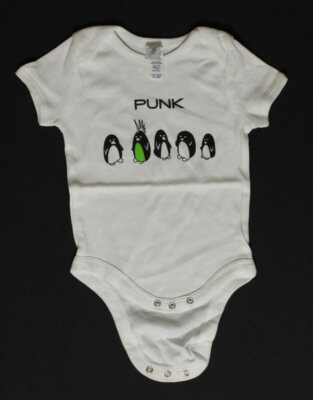 pUnK Penguins Mohawk 6-12 Month White Bodysuit Shirt Kids Infant Baby ...
