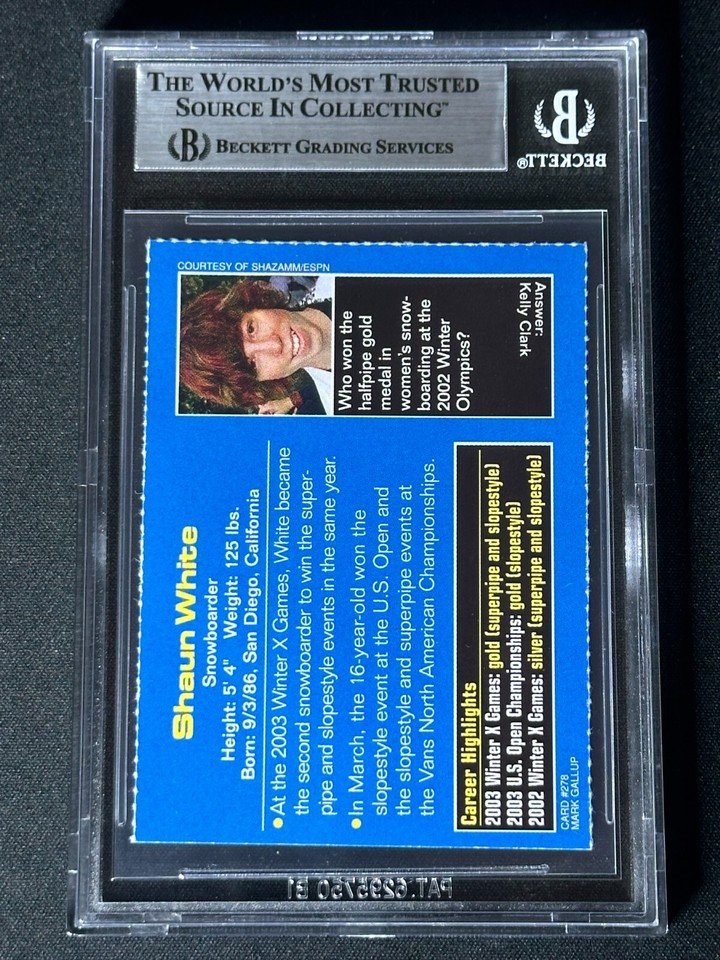 2003 Sports Illustrated SI For Kids Rookie RC Shaun White #278 BGS ...