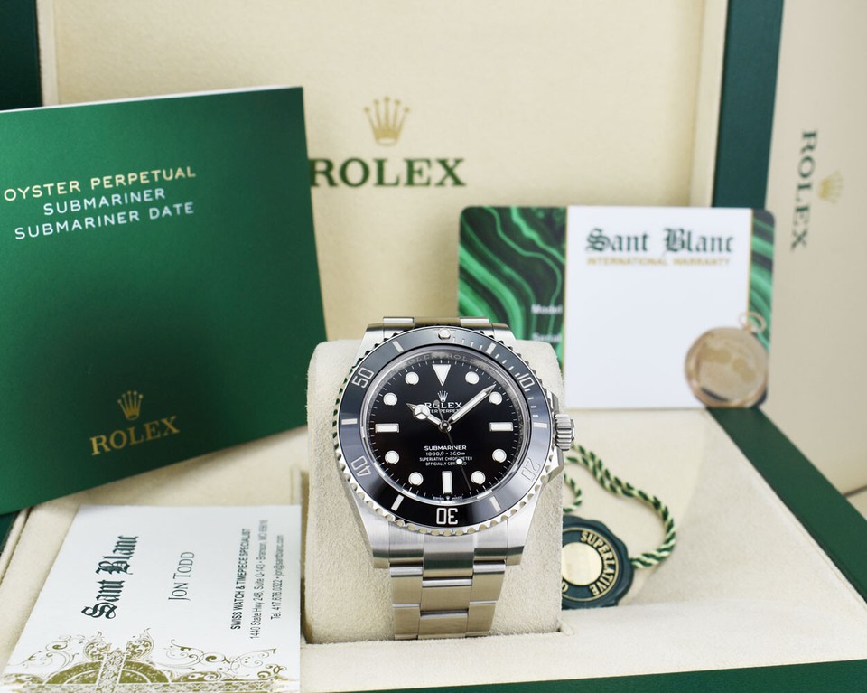 ROLEX Stainless Steel Submariner 41 Black Dial BOX CARD TAGS 124060 ...