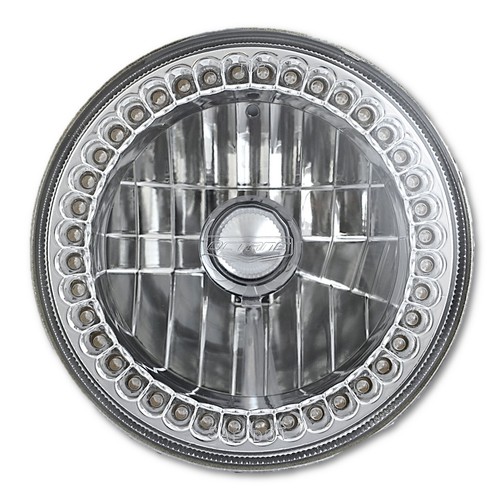 7" Halogen White LED Halo Ring Angel Eye Headlight Headlamp Light Bulbs ...