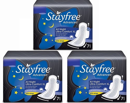 Stayfree Advanced All Night Ultra-Comfort with Wings-7 Pads x 3 pack ...
