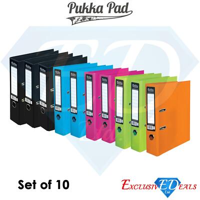Set of 10 Pukka A4 Lever Arch Files Assorted Colour Box Work/School ...