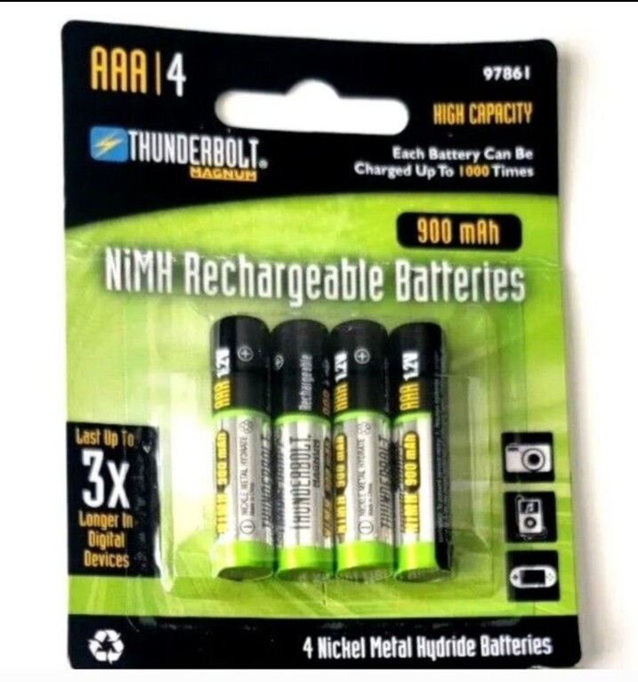 Thunderbolt magnum rechargeable batteries NiMH 4pc / AAA. 1,2 Volts | eBay