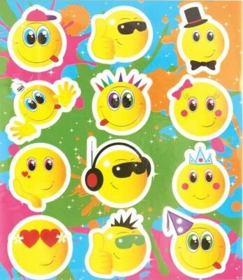 Funky Smile Emoji Man Stickers Party Bag Christmas Stocking Fillers ...