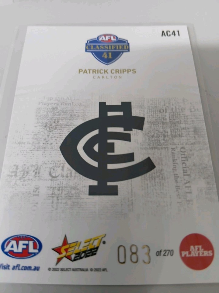 Select AFL Patrick Cripps | eBay Australia