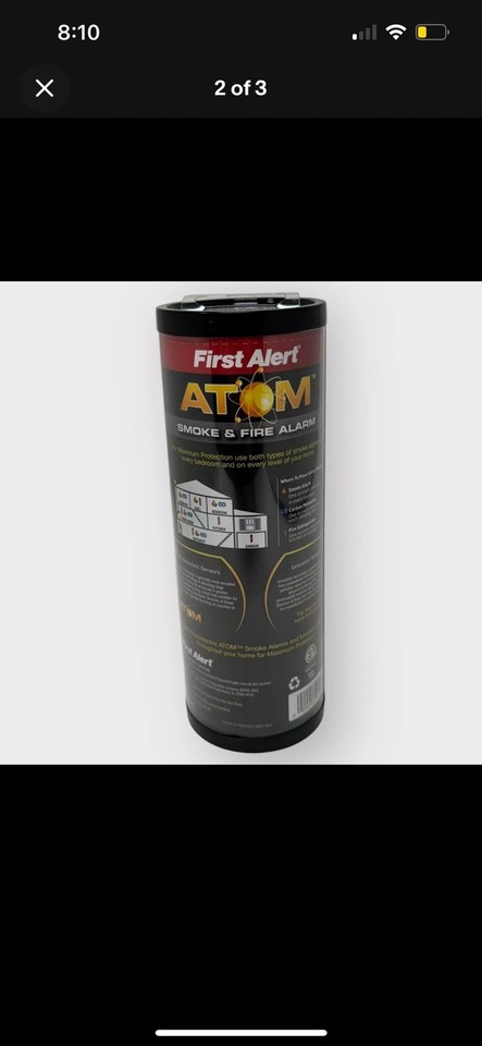 First Alert ATOM Smoke & Fire Alarm 10 Year Maximum Protection-Micro ...