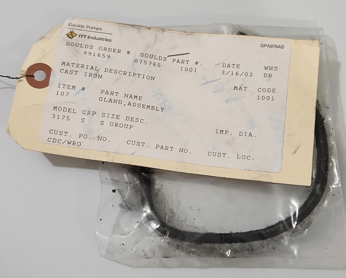 *NEW SURPLUS* ITT Gould 075765 1001 Cast Iron Gland Assembly + Warranty ...