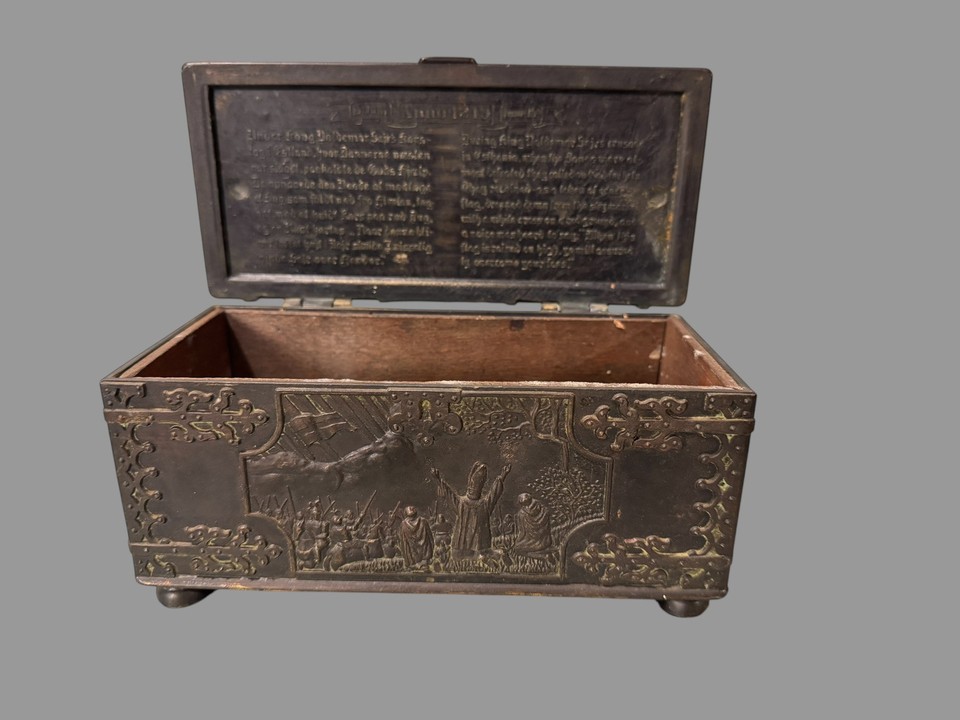 Antique Iron Art Denmark Cast Metal Chest Battle of Lyndanisse in 1219 ...