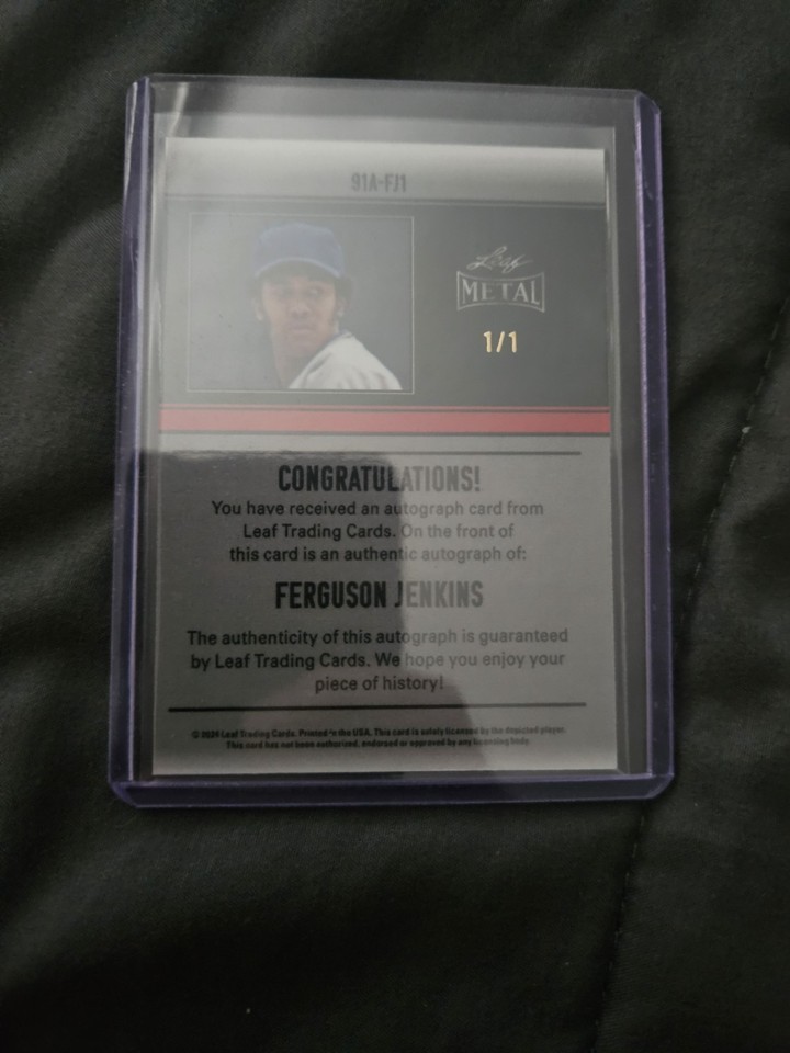 2024 Leaf Metal #91A-FJ1 Ferguson Jenkins 1991 Leaf Netal Auto 1/1 | eBay