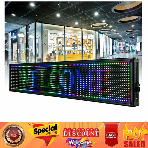 LED Sign 40"X8" Scrolling Message Display Board Outdoor RGB 7-Color ...