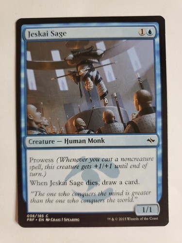 MTG Magic The Gathering Card Jeskai Sage Creature Human Monk Blue Fate ...