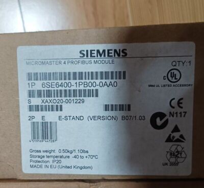 New Siemens 6SE6400-1PB00-0AA0 MICROMASTER 4 PROFIBUS module 6SE6 400 ...