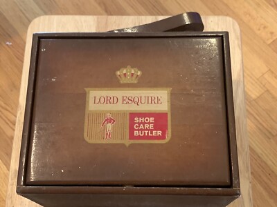 LORD ESQUIRE Shoe Shine Care Oak Wood Box With Rotating Butler | eBay