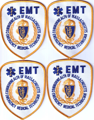 4 Massachusetts EMT patches GOLD VERSION emergency medical technician ...