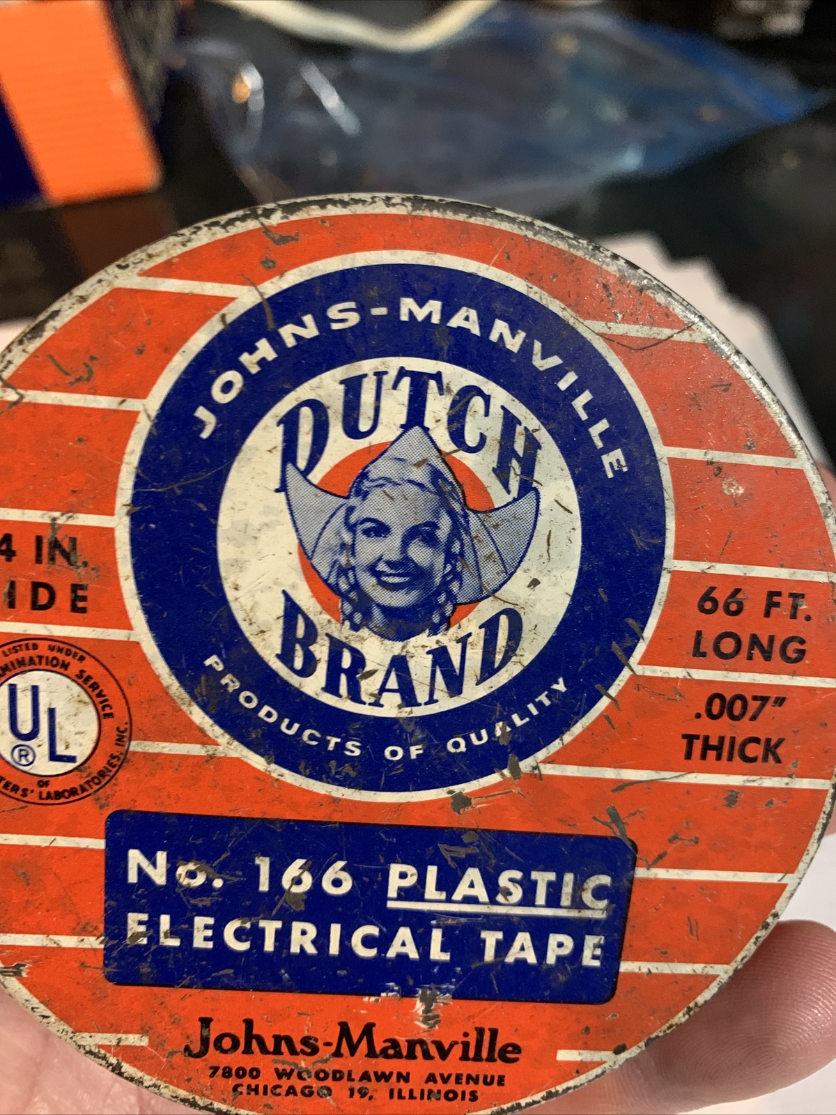 Dutch Brand Electrical Tape Tin 166 Plastic Litho W/ Tape Johns ...