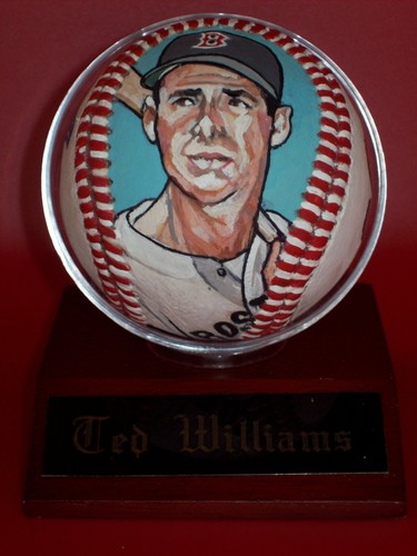HAND PAINTED BASEBALL OF RED SOX LEGEND TED WILLIAMS | eBay