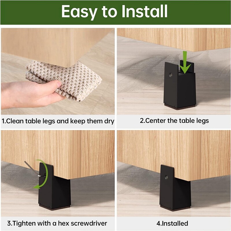 Bed Risers, 4 Inch Adjustable Desk Riser Blocks with Screw Clamp 4 ...