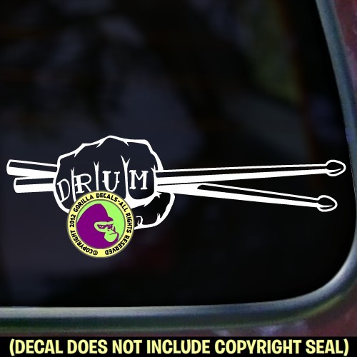 DRUM Sticks Vinyl Decal Sticker Fist Tattoo Drummer Band Car Window ...