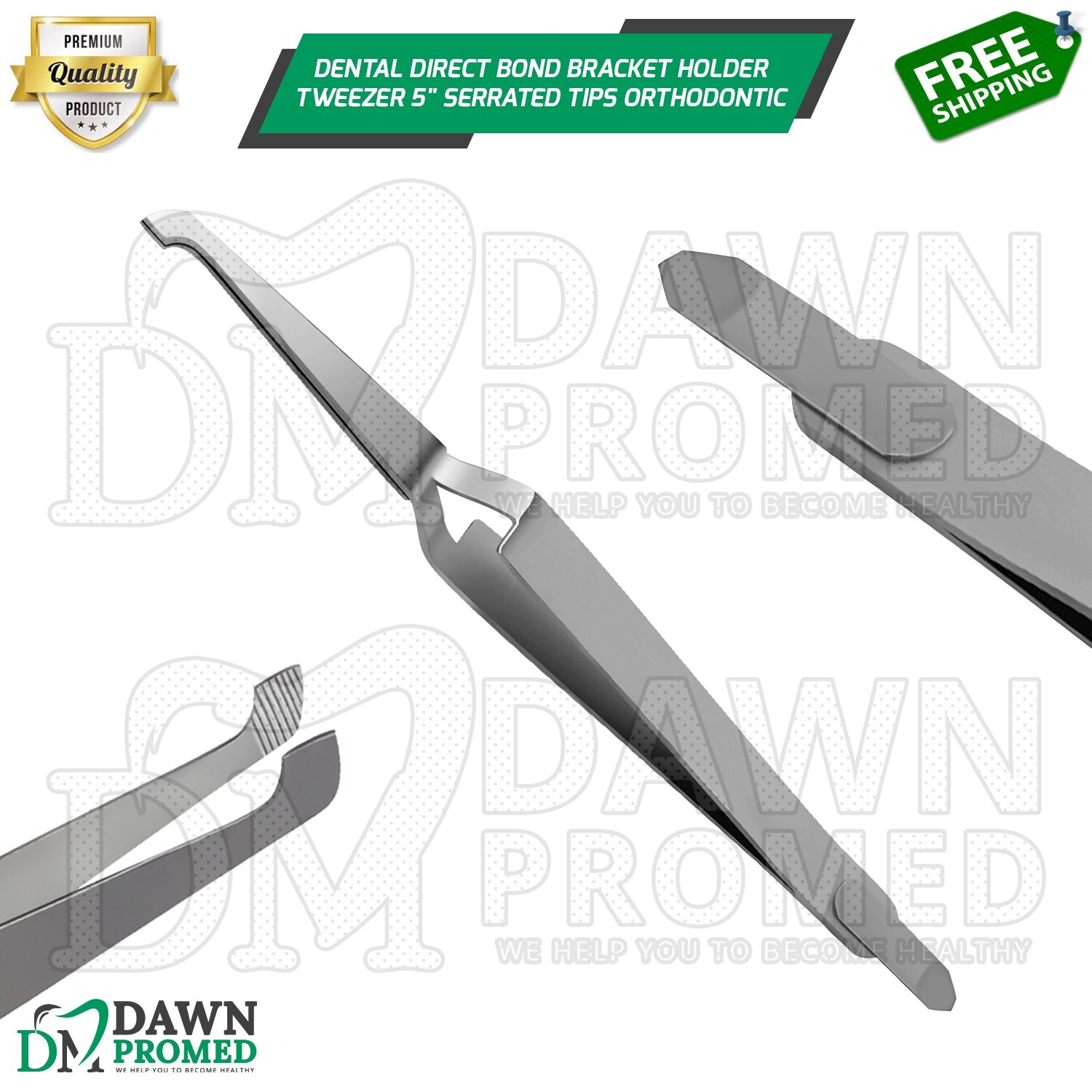 Dental Direct Bond Bracket Holder Tweezer 5" Serrated Tips Orthodontic ...