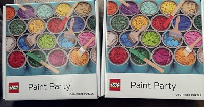 2X Lego Paint Party 1000 Piece Jigsaw Puzzle Colorful Paint Cans Art ...