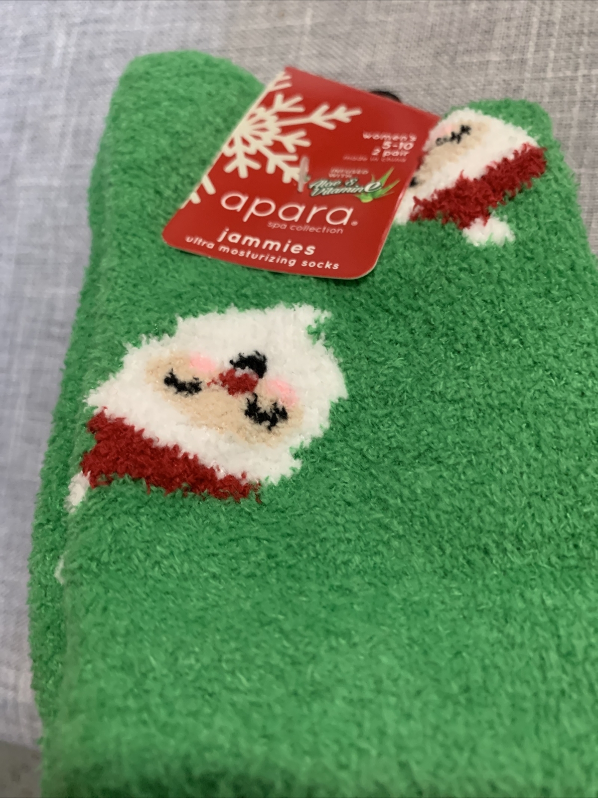 2 Pairs Apara Santa Christmas Ultra Moisturizing Socks Women’s Sz5-10 ...