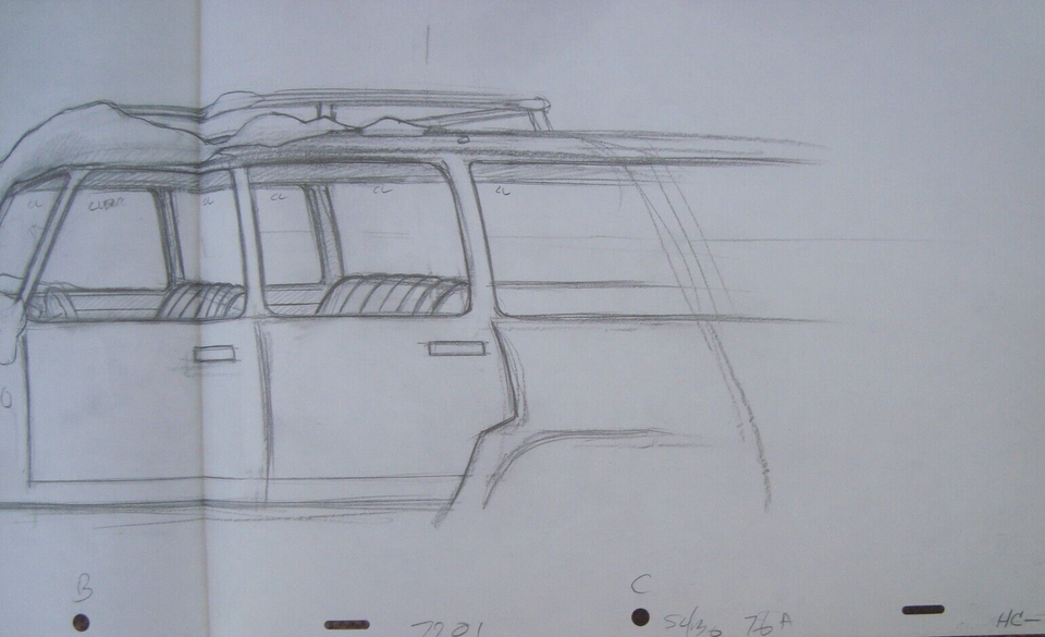 THE SIMPSONS ANIMATION ORIGINAL ART Production Drawing Sketch Car Crash ...