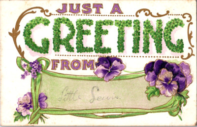 Vintage Postcard Vintage Floral Greeting Just A Greeting From Message ...