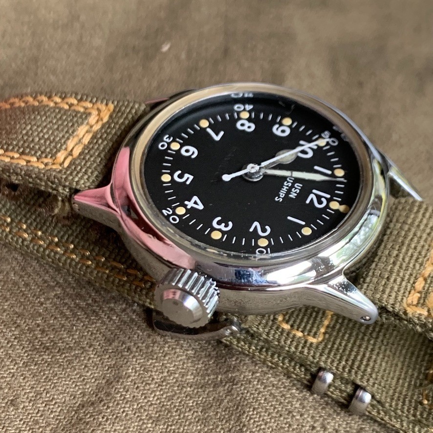 1944 Hamilton USN BUSHIPS Grade 987S Hack Black Luminous Dial Watch - Serviced | eBay