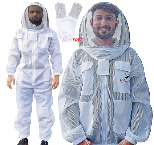 Full Body Bee Suit Ventilated 2 Layer Mesh Beekeeping Suit Fencing Veil ...