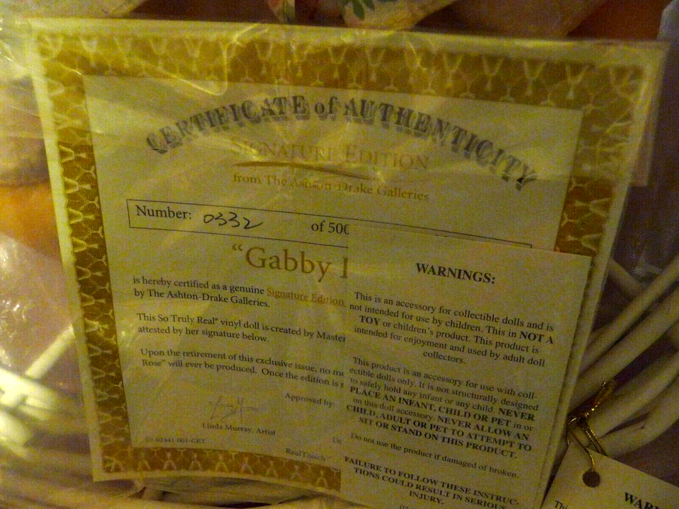 SO TRULY REAL Linda Murray HTF Ashton Drake Gabby Rose Doll MWB Limited ...