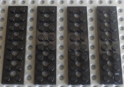 4 x Lego Black Technic Plate 2x8 ref 3738 set 4482 2149 8094 8485 4551 ...