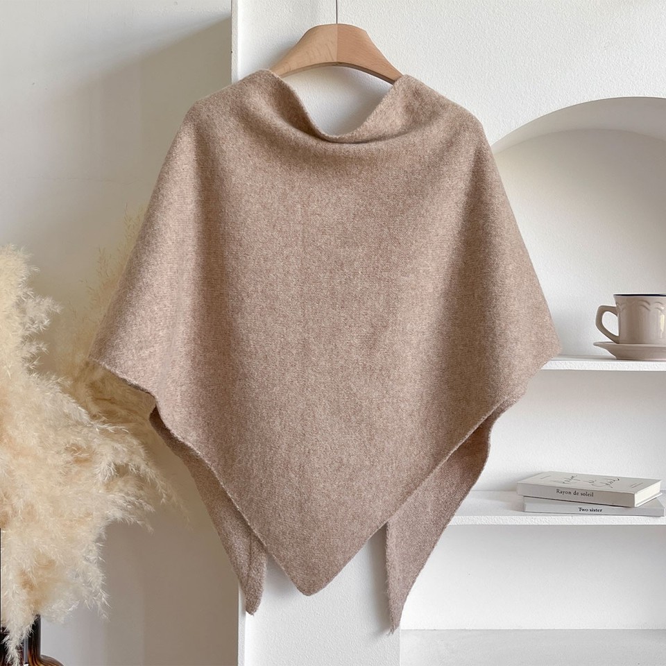 Knit Triangle Poncho Cape Shawl Wrap Fringe One Size Winter Fall Cozy ...