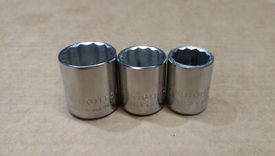 Wright Tool 3/8" Drive 12pt Sockets 13/16" 11/16" 5/8" Made in USA 3pcs ...