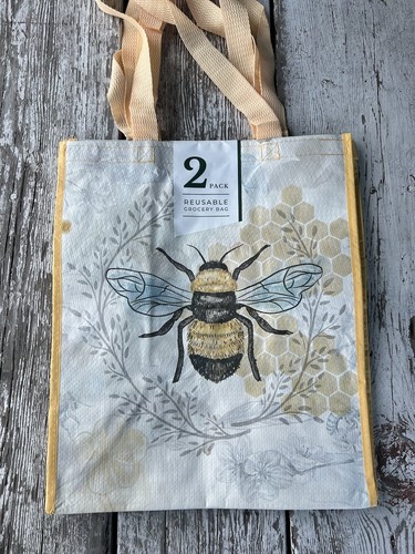 Reusable Tote Bag 14" X 16" X 8" ~ BEE 🐝 BAGS ~ 2 Pack ~ 2 Designs | eBay