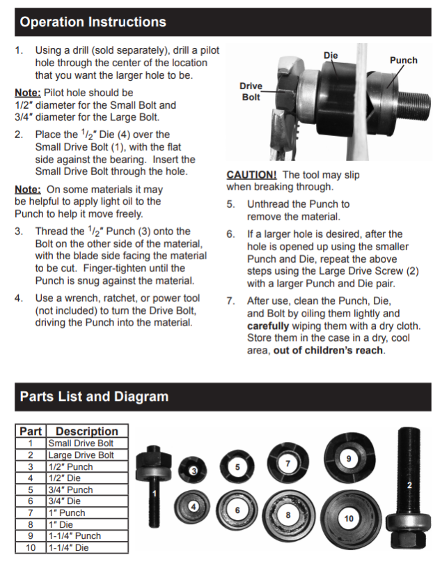 New Manual Knockout Punch Kit 10 pc | eBay
