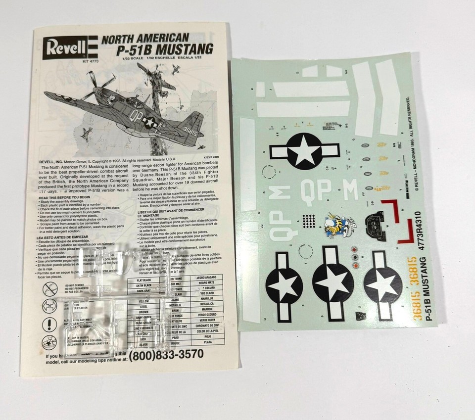 REVELL. 4773. P-51 B MUSTANG. 1/32 SCALE. CM-VJ | eBay