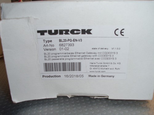 TURCK BL20-PG-EN-V3 / BL20PGENV3, CODESYS 3 Programmable Gateway for ...