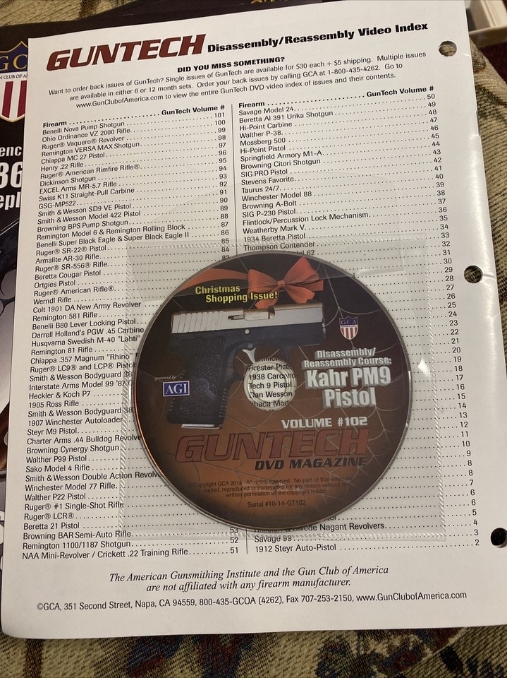 GCA Connection Guntech DVD Magazine Vol 102 Kahr PM9 Pistol Course | eBay